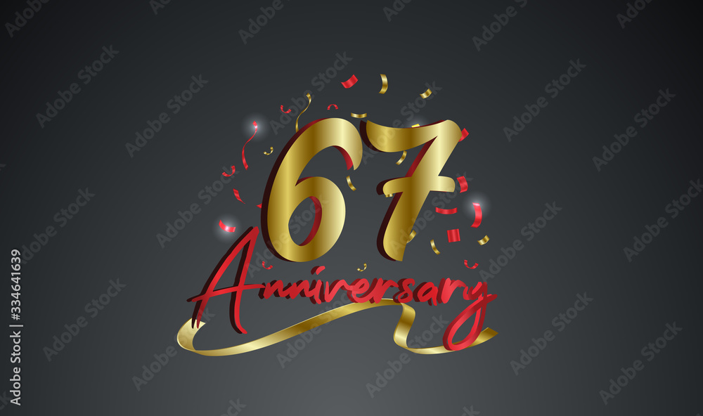 Anniversary celebration background. with the 67th number in gold and ...