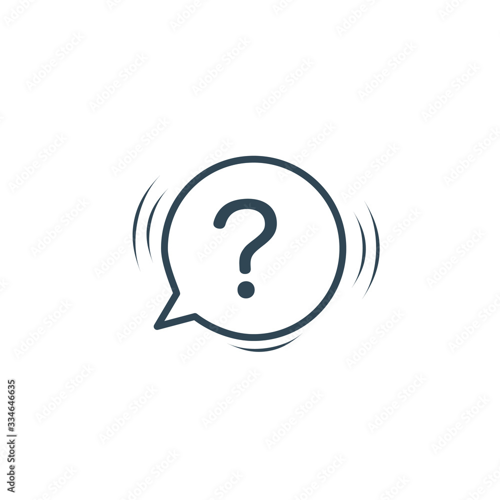 Shaking chat bubble and question mark. FAQ icon woth chat bubble ...
