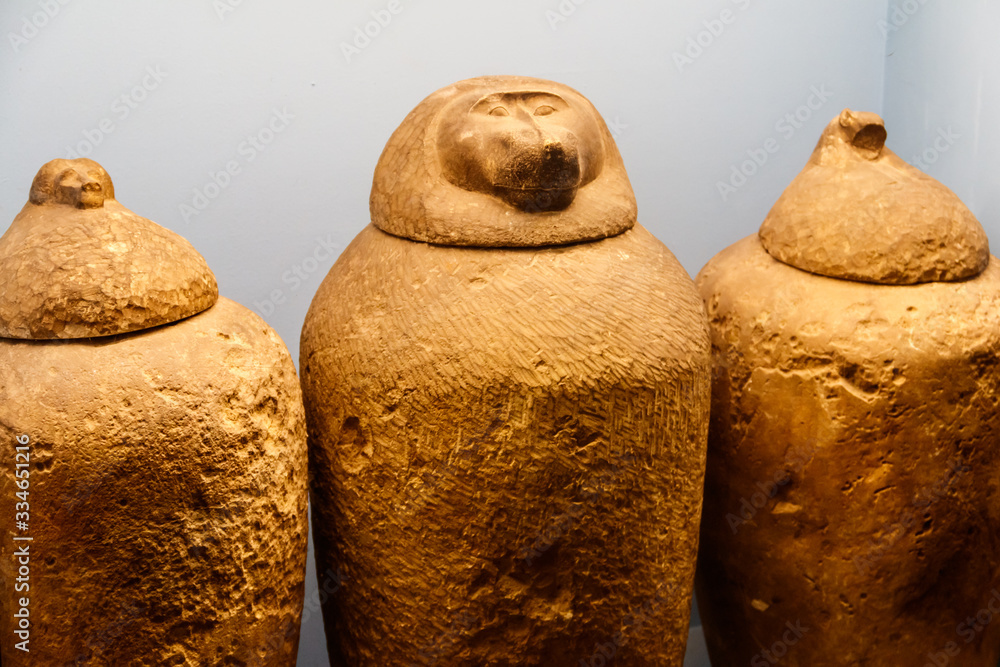 Canopic jars inside of Museum of Egyptian Antiquities, used by the ...