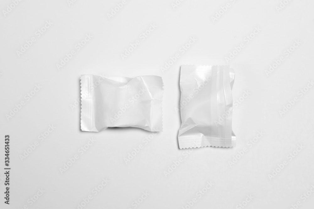 Blank packaging Candy plastic sachet isolated on white background.Candy ...