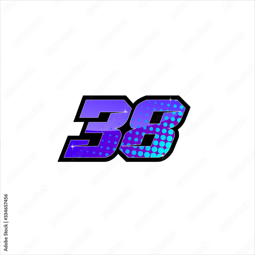 Vector Racing number 38, start racing number, sport race number with ...