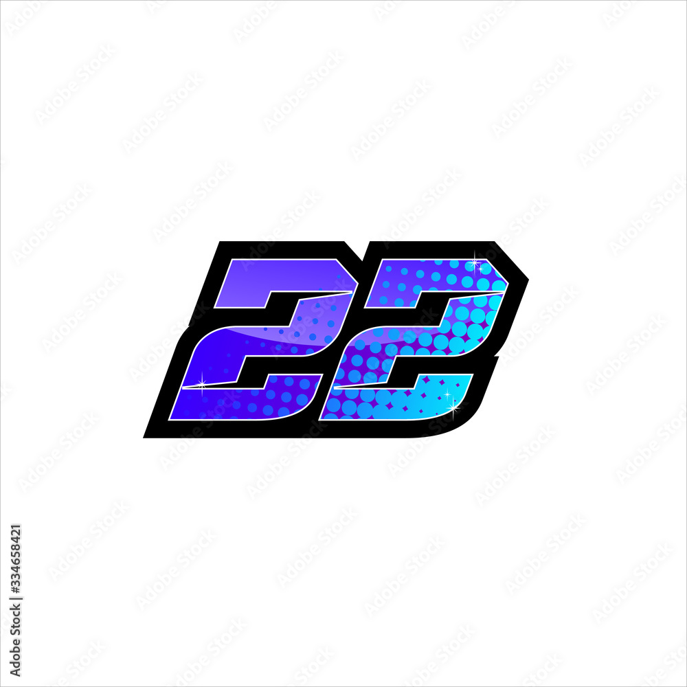 Vector Racing number 22, start racing number, sport race number with ...