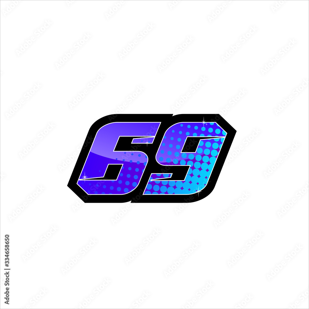 Vector Racing Number 69 Start Racing Number Sport Race Number With
