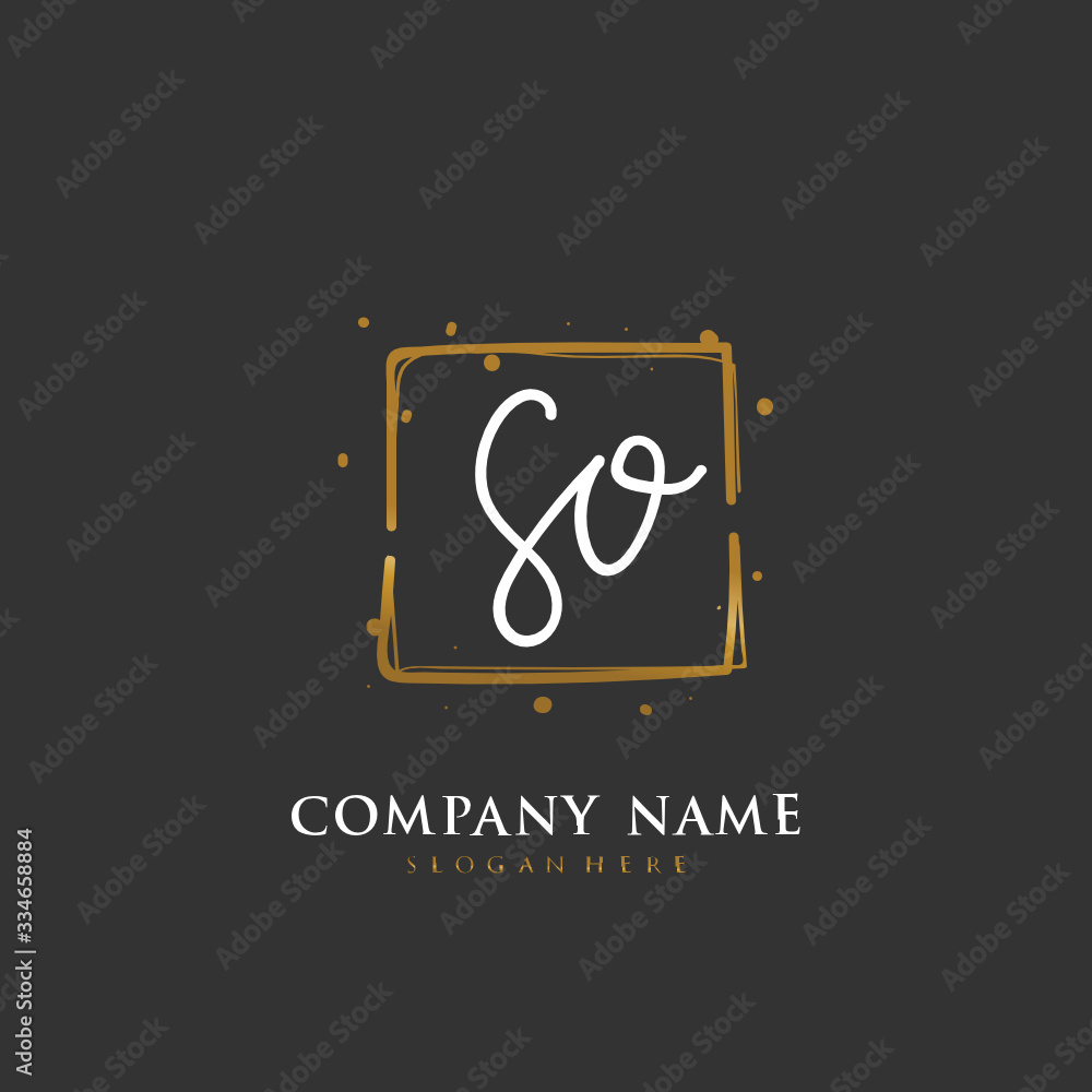 Handwritten initial letter S O SO for identity and logo. Vector logo ...