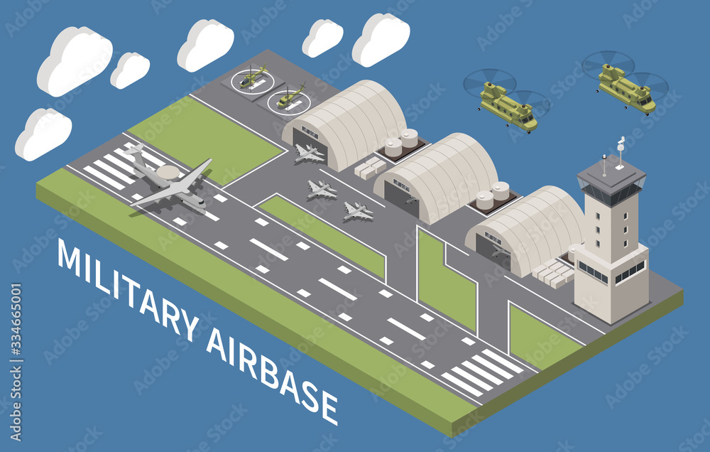 Military Air Force Base Isometric Stock Vector | Adobe Stock