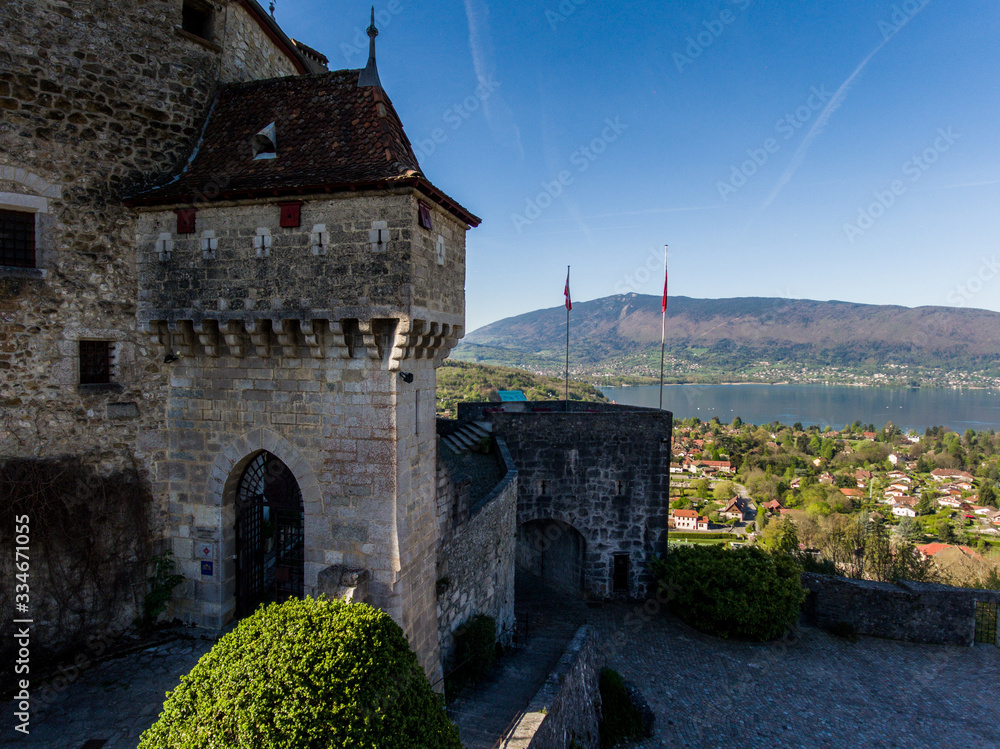 Le Château de Menthon-Saint-Bernard vue par drone Stock Photo | Adobe Stock