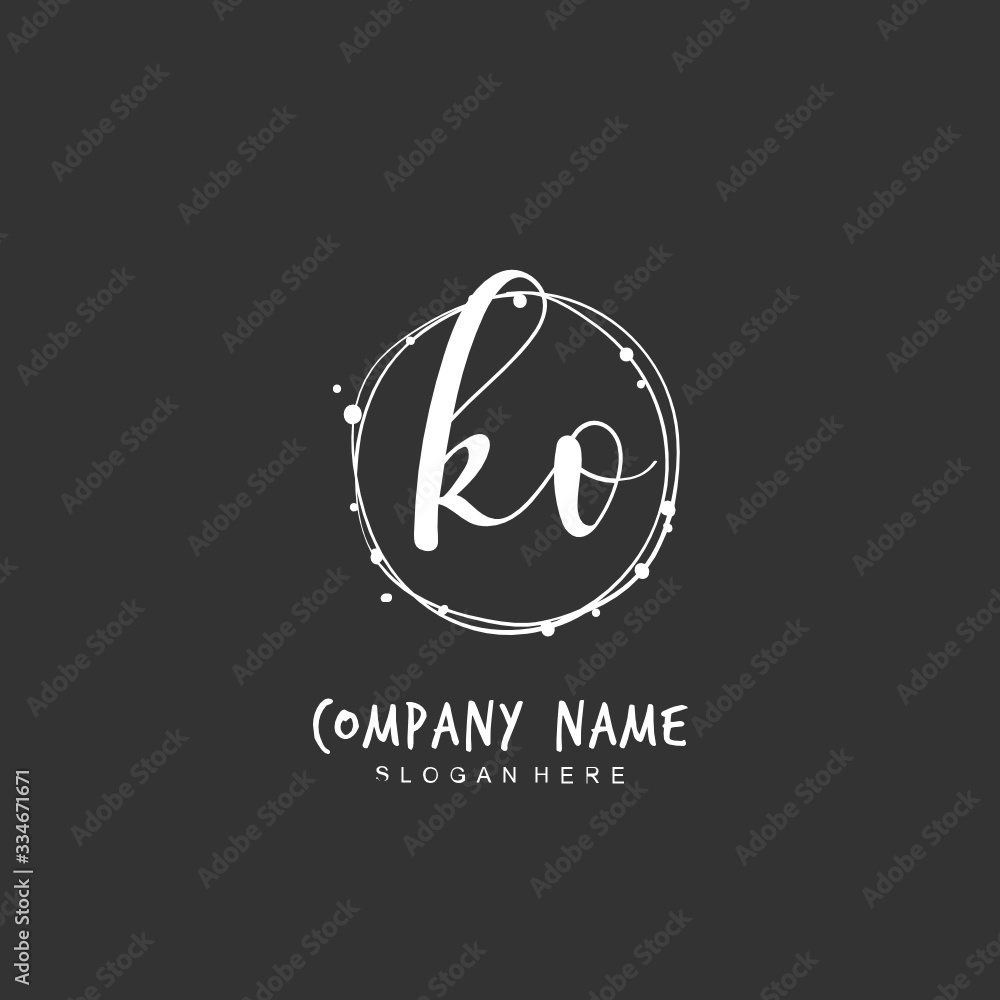 Handwritten initial letter K O KO for identity and logo. Vector logo ...