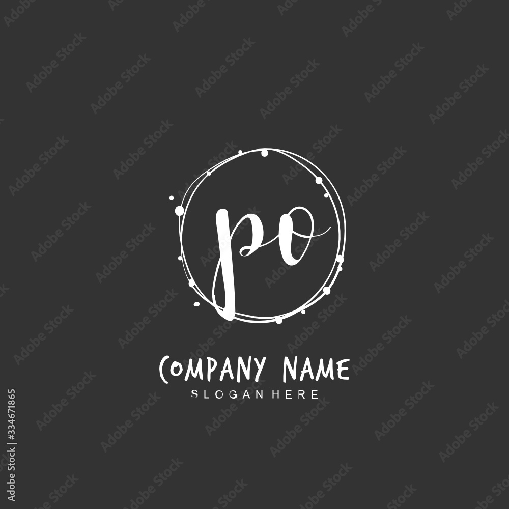 Handwritten initial letter P O PO for identity and logo. Vector logo ...