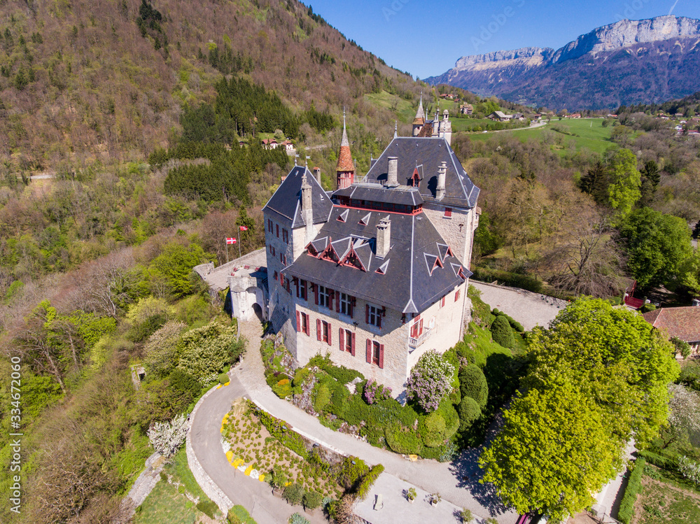 Le Château de Menthon-Saint-Bernard vue par drone Stock Photo | Adobe Stock