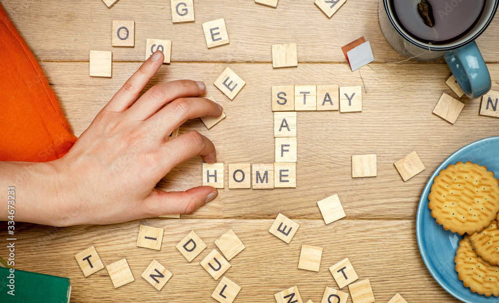 Foto de Stay home stay safe concept. Quarantine against coronavirus ...