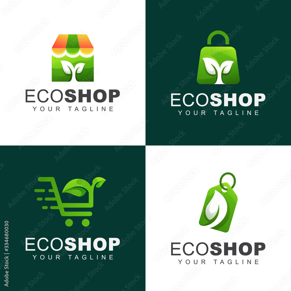 green eco shop logo bundle Stock Vector | Adobe Stock