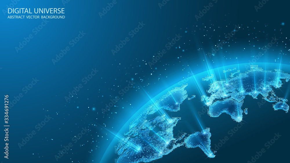 Map of the planet. Spherical World Map. Global social network. Future ...