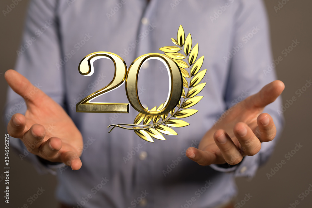 20 Anniversary 3d numbers. Poster template for Celebrating 20 ...