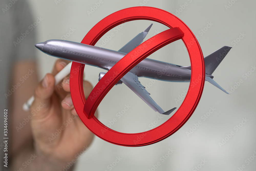 No flying symbol on white background with prohibit sign vector on ...