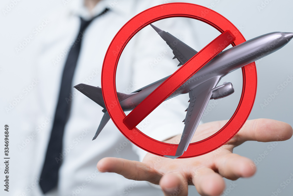 No flying symbol on white background with prohibit sign vector on ...