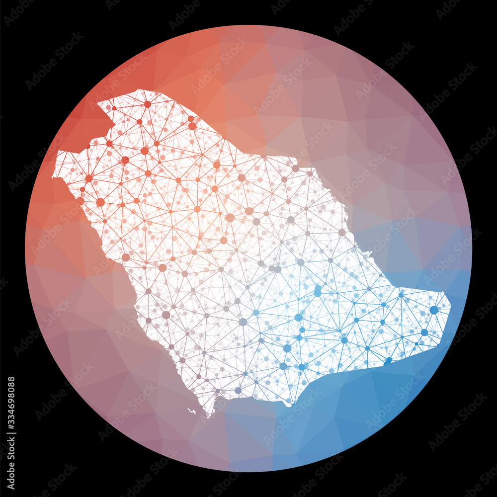 Vector network Saudi Arabia map. Map of the country with low poly ...