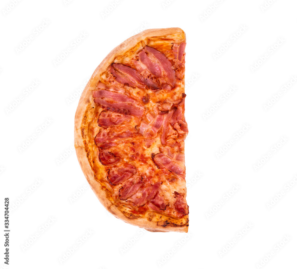 Half pizza bacon photo under angles top view, isolated on white Stock ...