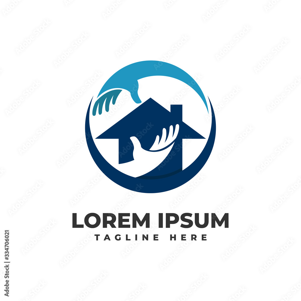 Home Care Help Each Other with Two Hands Logo Vector Icon Illustration ...