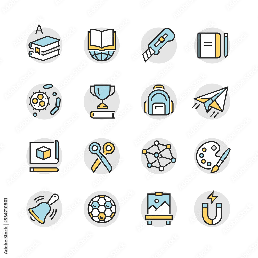 vector icons of school subjects Stock Vector | Adobe Stock