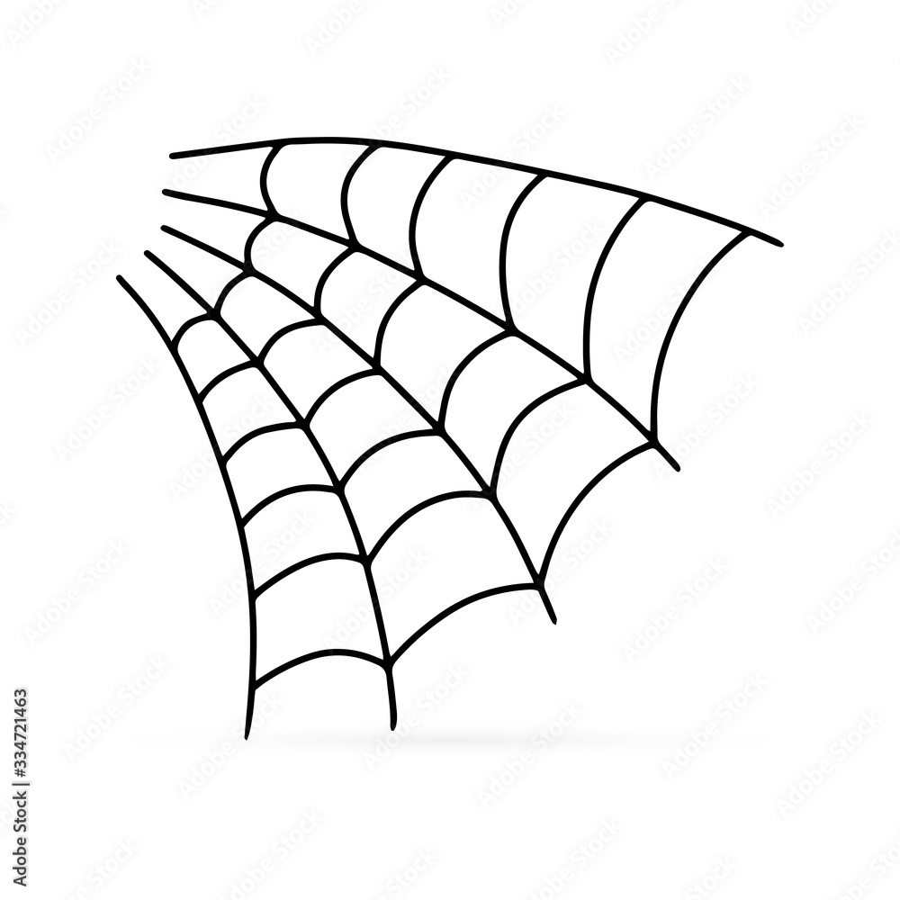 Outline halloween symbol, cobweb of spider. Doodle hand drawing image ...