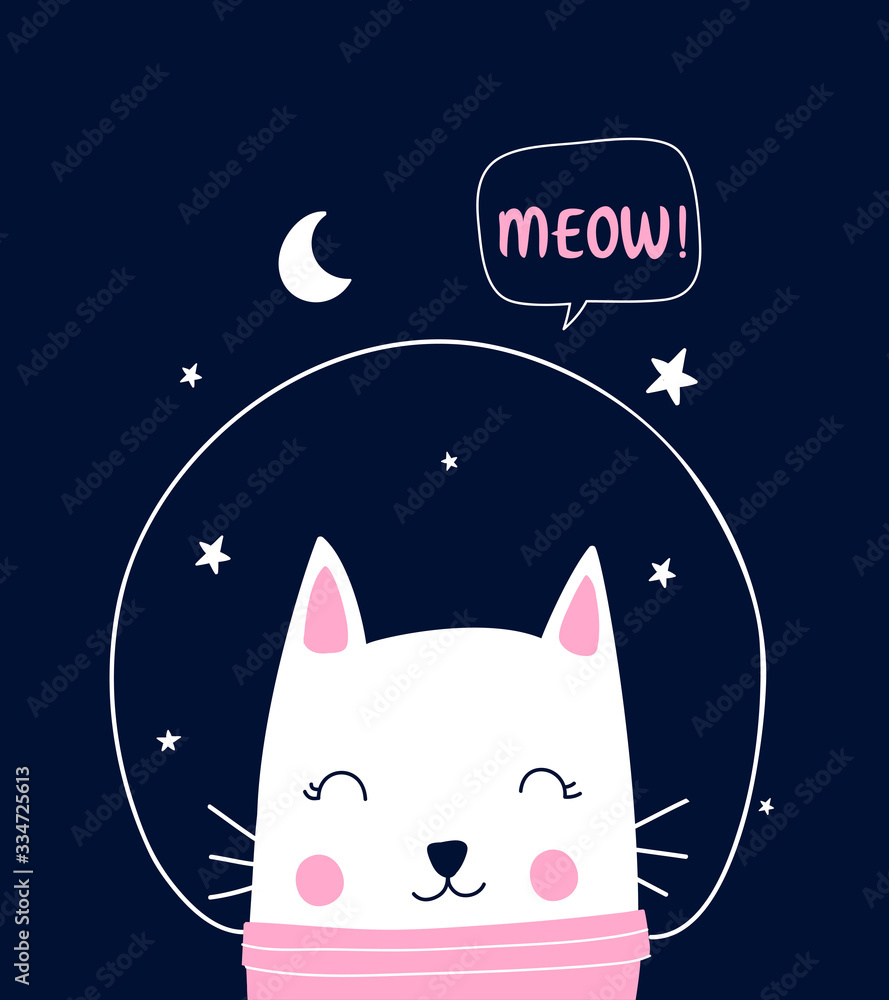 Saturn cat and space icons print design. Vector illustration design for ...