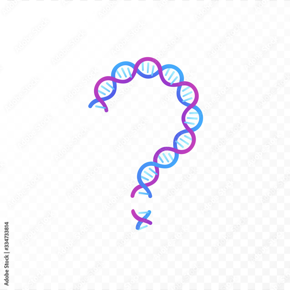 Genetic abstract concept. Vector color flat illustration. Question mark ...