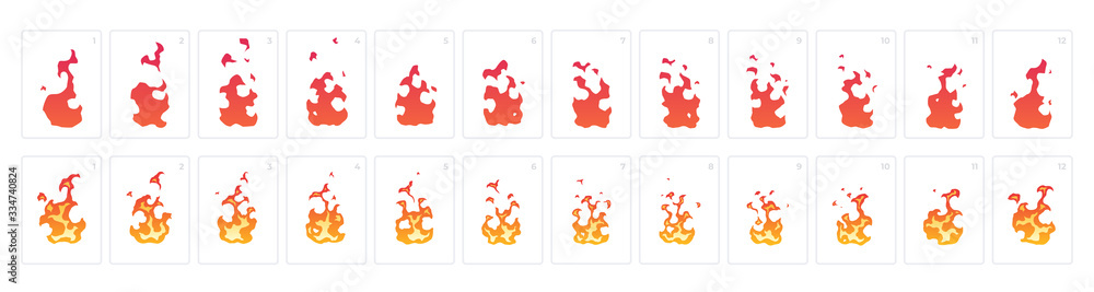 Looped fire animation. Sprites sheet. Flat style vector illustration ...