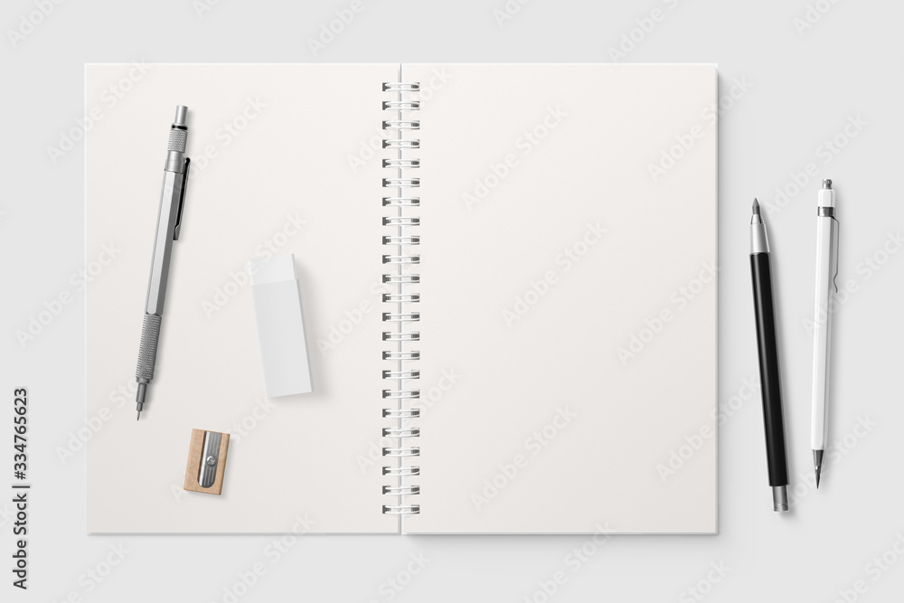 Real photo, blank spiral bound notepad mockup template, isolated on ...