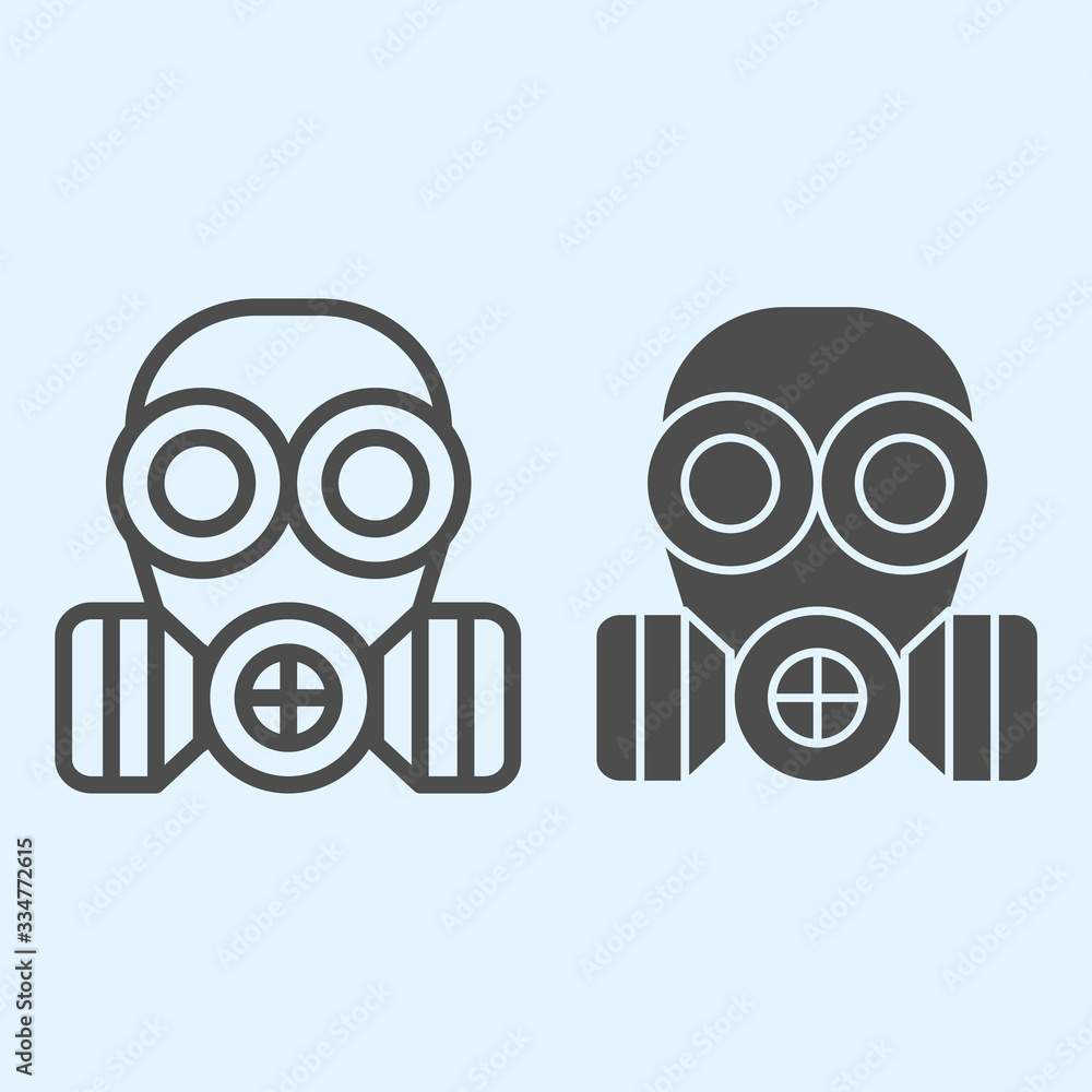 Respirator medical mask line and solid icon. Safety breath respiratory ...