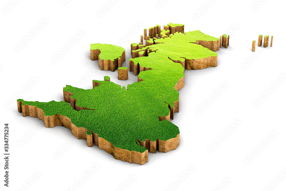 3d map of United Kingdom on white isolated background. UK 3d map Stock ...