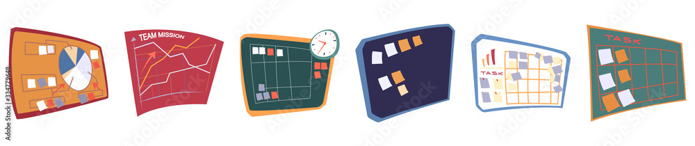 Whiteboard for time management and workflow optimization vector. Board ...