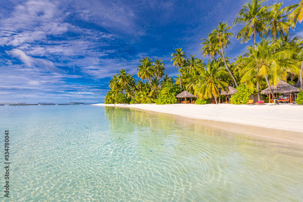 Tropical beach background as summer landscape with white sand and coco ...