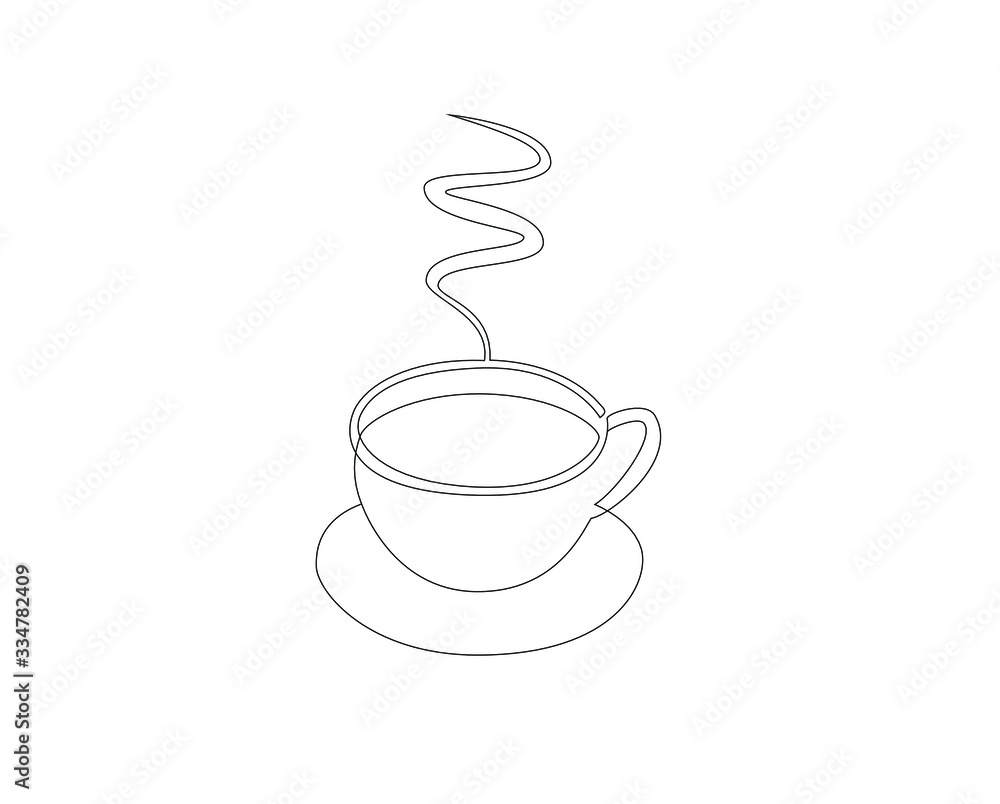 Continuous line drawing of cup of coffee. Vector illustration. Stock ...