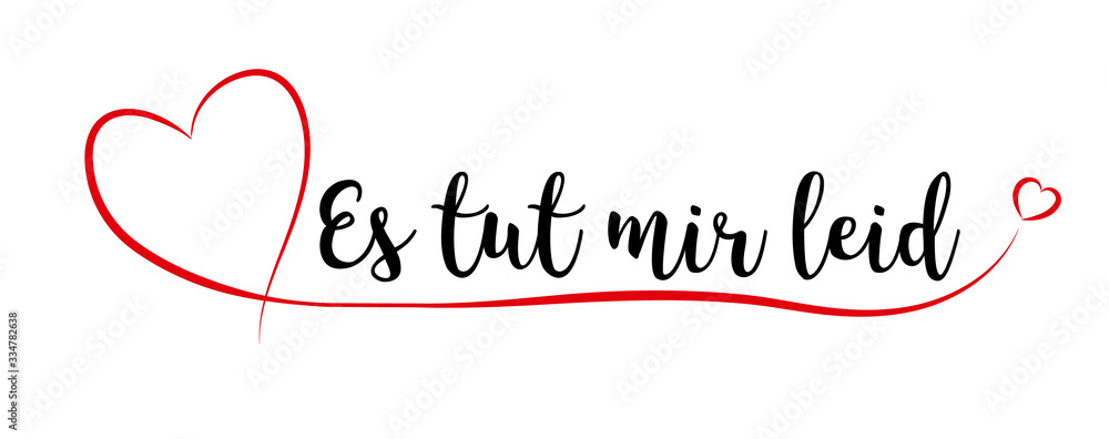 Es Tut Mir Leid Schriftzug Mit Rotem Herz Stock Vector Adobe Stock