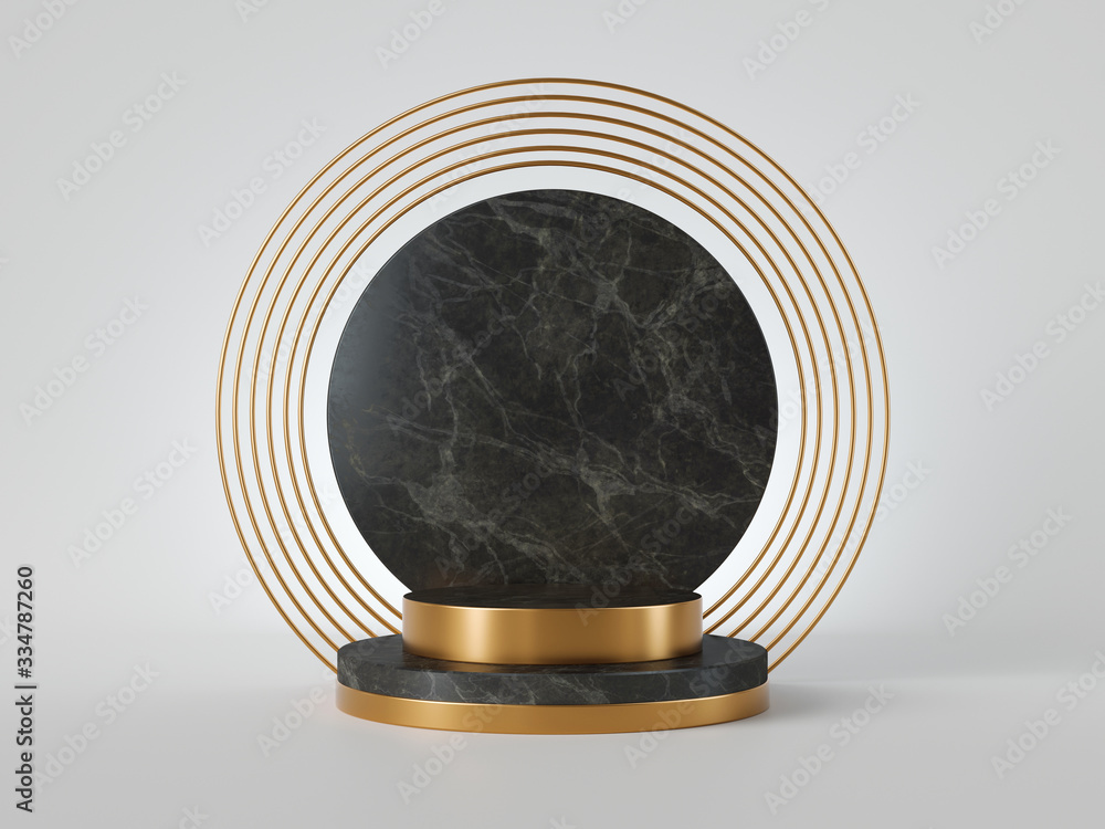 3d render, abstract product display stand, round memorial board, art ...