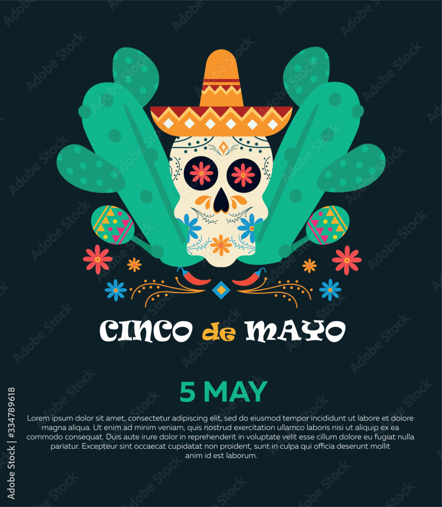 Vektorová grafika „Cinco de Mayo on May 5th. Vector illustration with ...