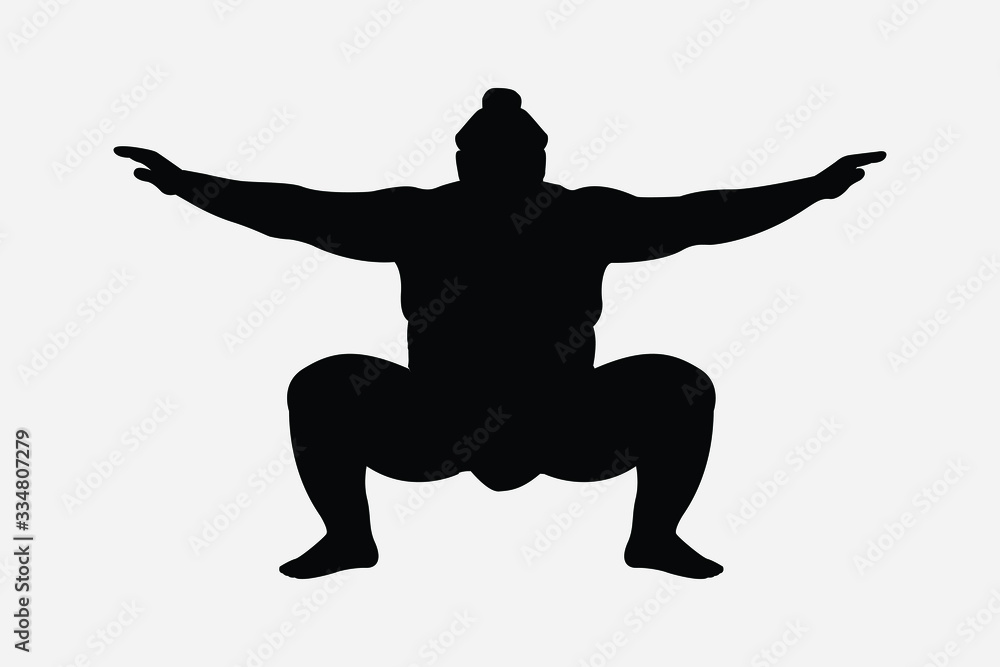 Sumo wrestler. Vector silhouette of Sumo wrestler. Stock Vector | Adobe ...