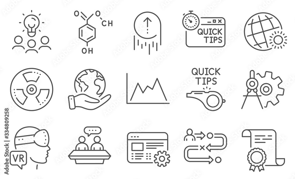 Set of Science icons, such as Journey path, World weather. Diploma ...