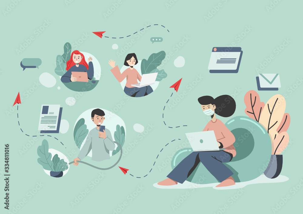 Cartoon drawing of people who work at home Is a vector image or ...