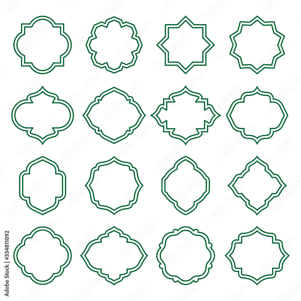 islamic vintage shapes. lines frames ornate, badges, labels set Stock ...