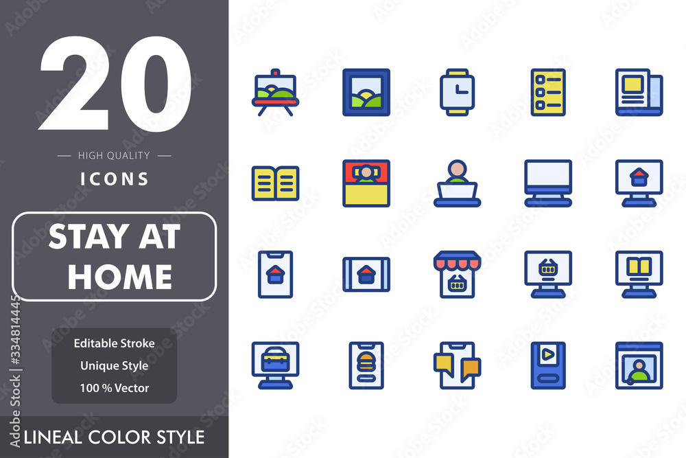 Stay at home icon pack isolated on white background. for your web site ...