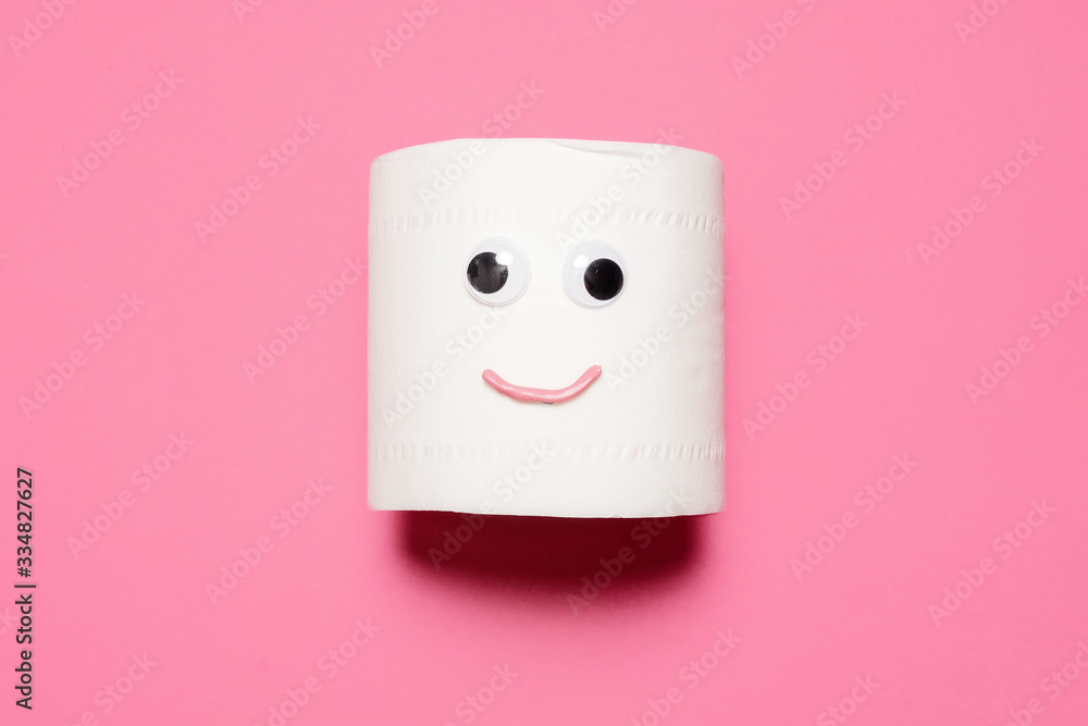 Happy smiling full toilet paper roll with googly eyes and mouth on a ...
