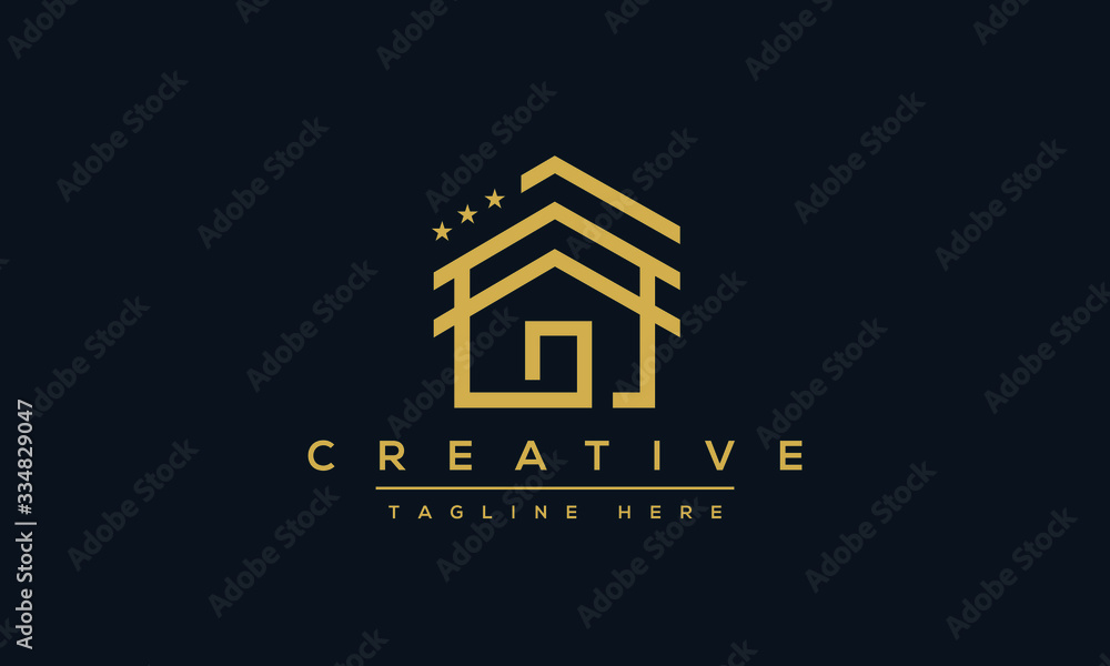 Modern house logo design. Real estate home stars icon template. Stock ...