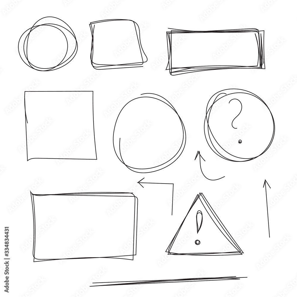 Set Hand Drawn Text Box And Frames Quotes ion Exclamation Mark