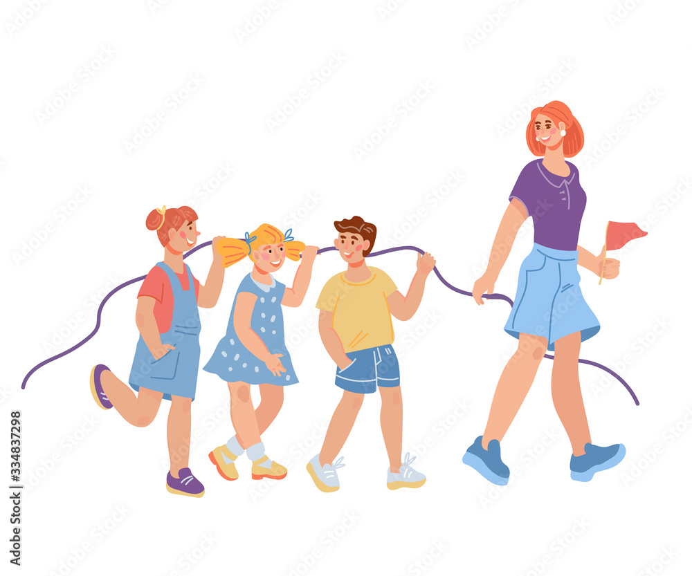 Vetor de Lesson in kindergarten or primary school scene with children ...