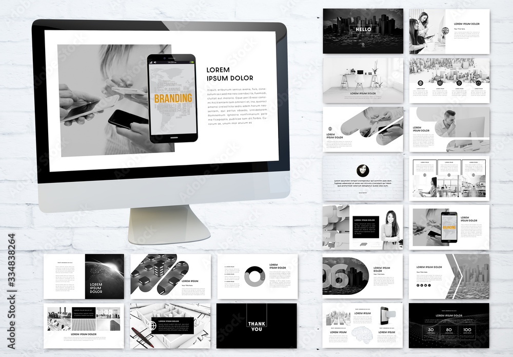 Multipurpose Black and White Minimal Presentation Layout Stock Template ...