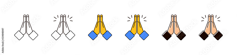 Hand pray symbol. Folded Hands vector icon. Vector Stock Vector | Adobe ...