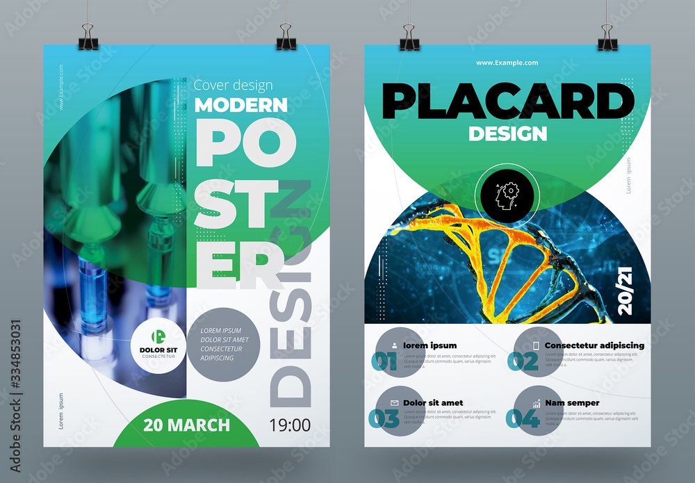 Business Poster Layout in Green Colors Stock Template | Adobe Stock