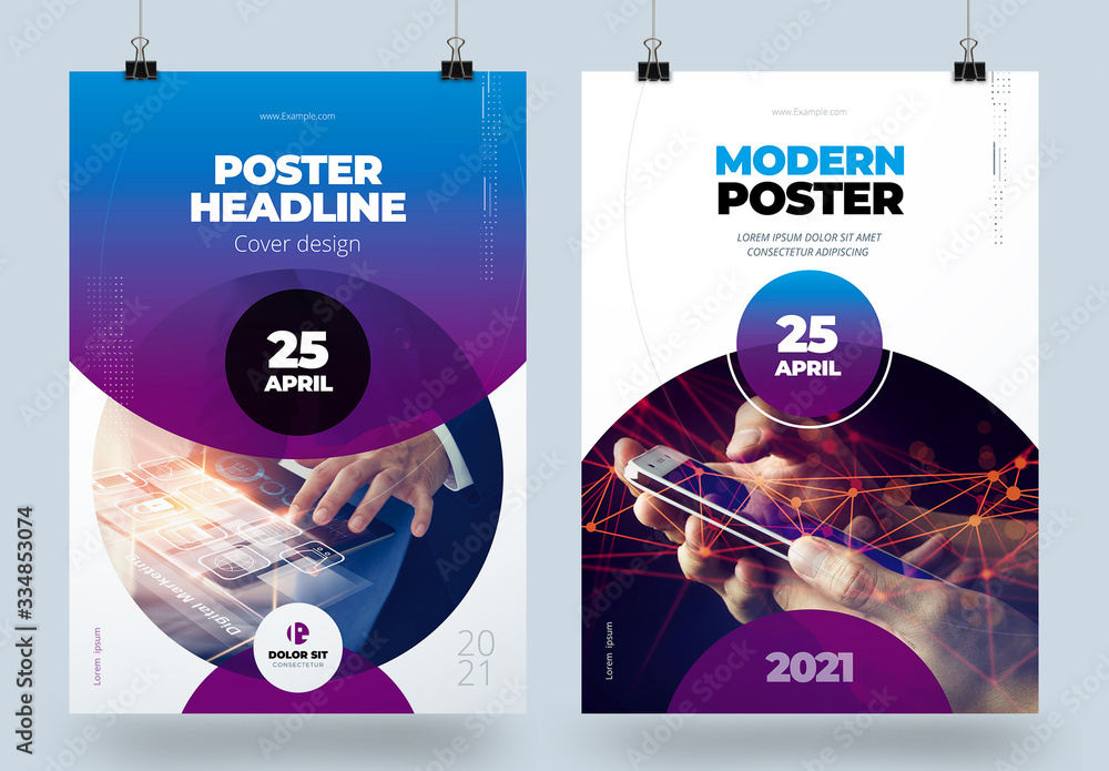 Business Poster Layout with Color Gradients Stock Template | Adobe Stock