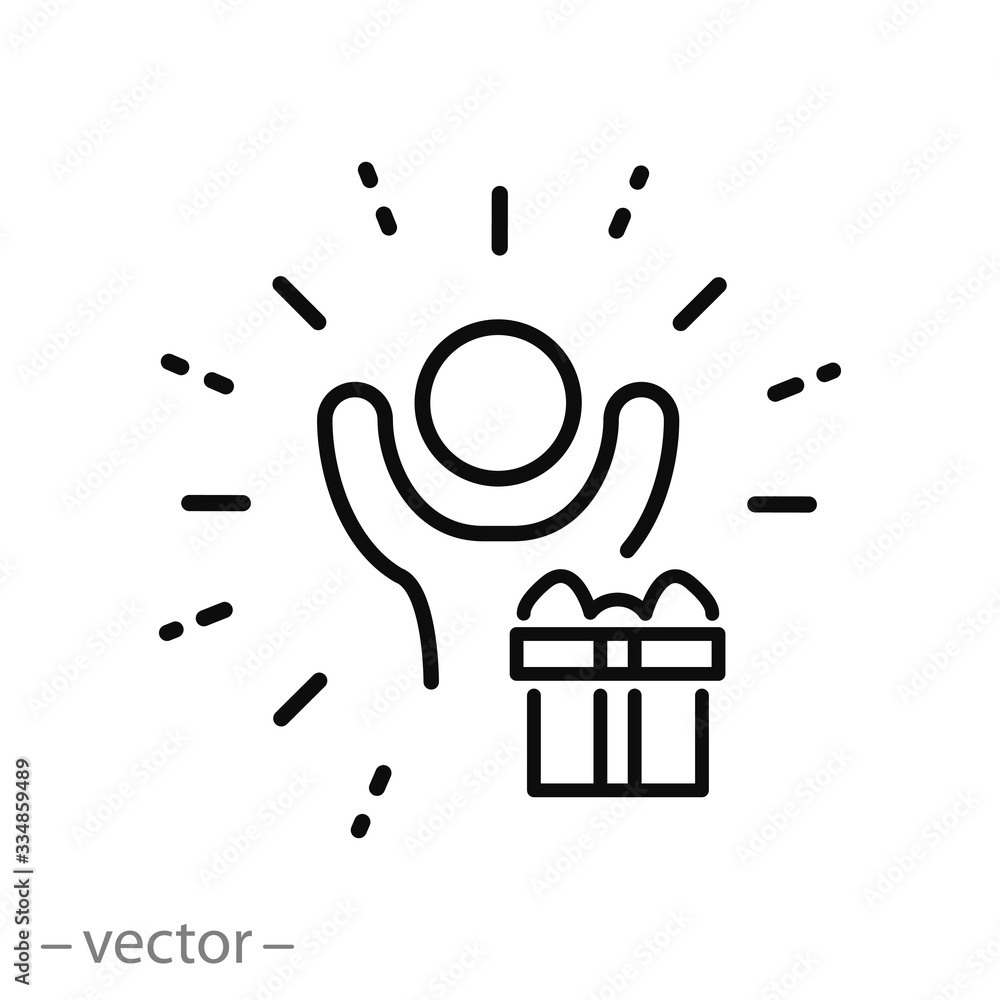 special prize icon, winner present, surprise gift box, pleasure receive ...
